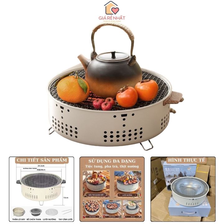 Bếp nướng than hoa không khói, có sẵn bể chứa than, vỉ nướng bằng lưới ...
