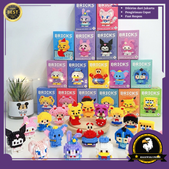 DIY Susun Blok Bangunan Mini Kartun Bricks DIY Mainan Balok Nano Block ...