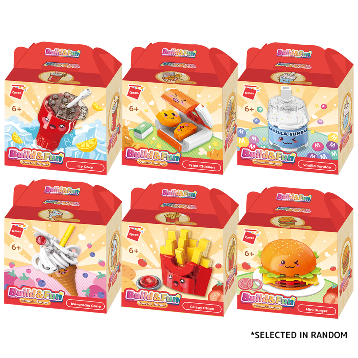 QMAN Micro Building Blocks Build & Fun Qman's Burger SELECTED IN RANDOM ( Crispy Chips, Mini ...