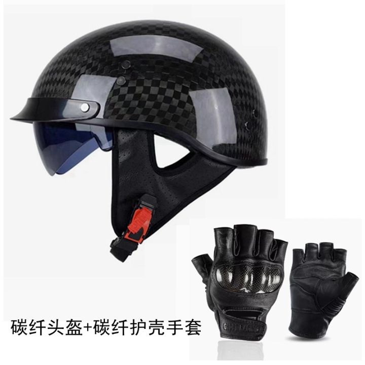 Carbon Fiber Helmets Motorcycle Woljay German Flat Black Chopper Biker ...