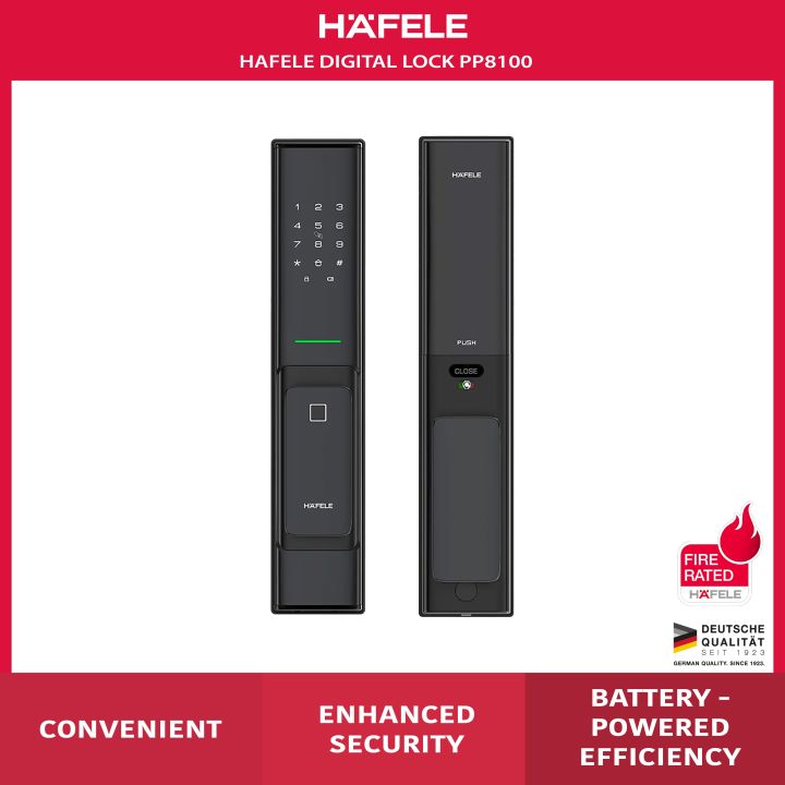 Hafele PP8100 Fire Rated Fingerprint Smart Push Pull Digital Door Lock ...