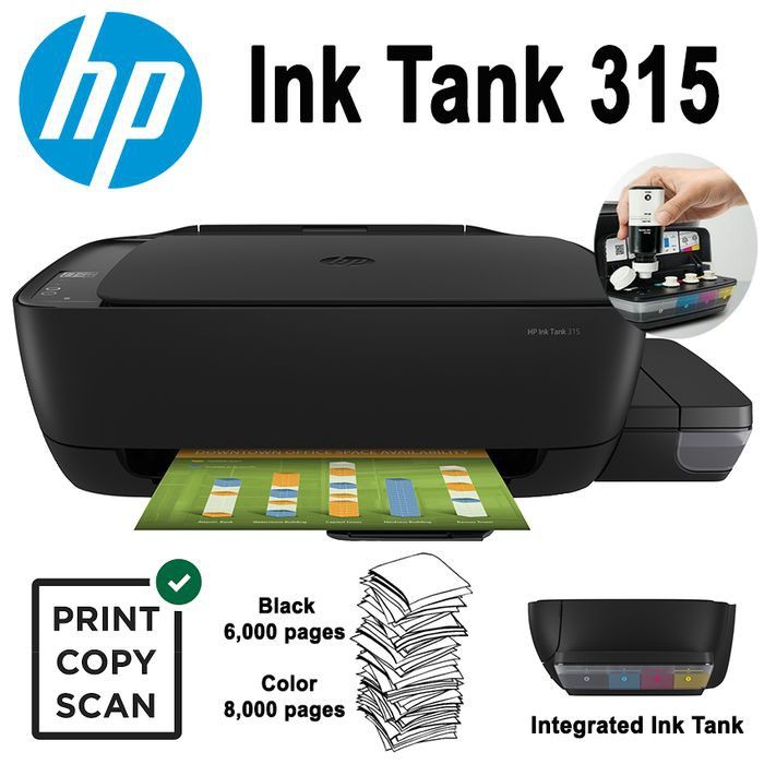 Printer HP ink tank 315 Print Scan Copy infus original All in One ...