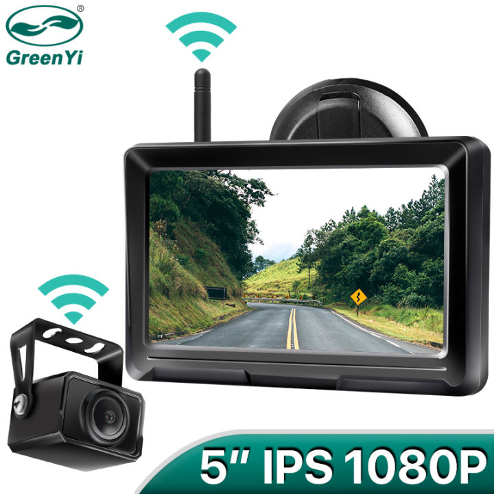 GreenYi 1080P Wireless IPS 5 Inch Car Monitor Rear View Reverse Camera ...