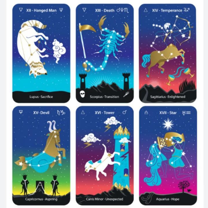Starbrights Tarot - 80 Cards In Rigid Box 12*7cm Constellations Tarot Deck Stars Myths + Moon ...