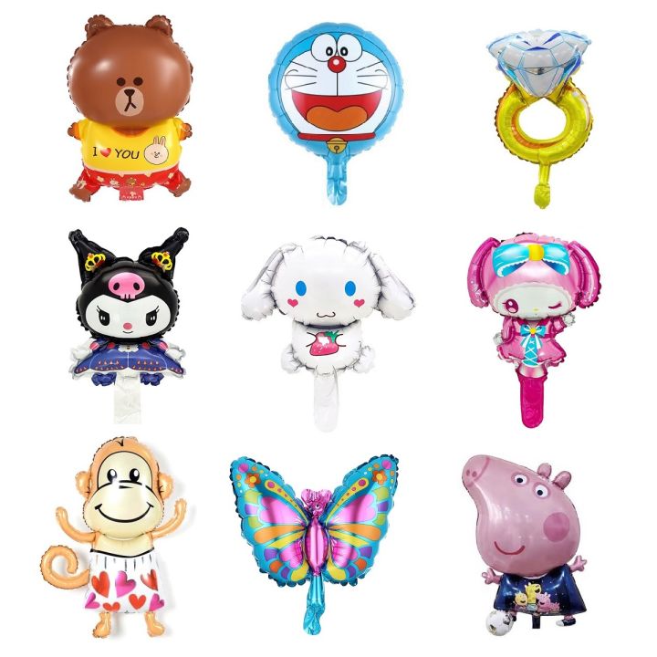 Mini Cartoon Characters Foil Balloon Kuromi Melody Cinnamoroll Peppa ...