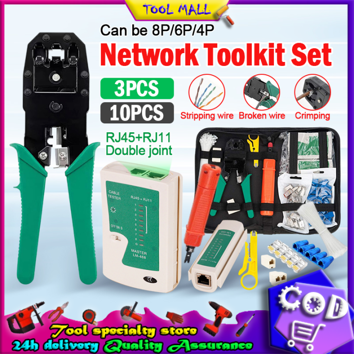 10PC Network Crimping Tool Network Repair Tool Kit Network Lan Cable ...