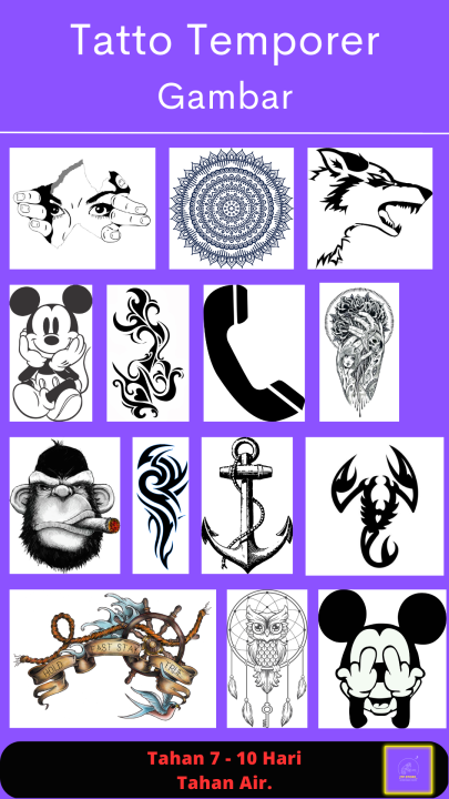Tato Temporer Gambar. Tatto Temporer Tahan 7 - 10 Hari dan Waterproof ...