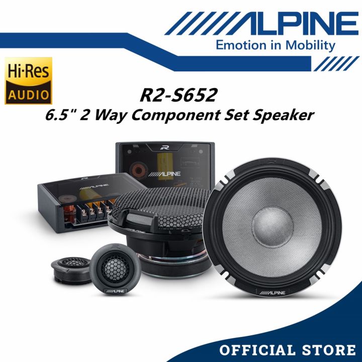 Alpine R-Series Pro 6.5" Hi-Res 2 Way Component Car Speaker Set R2-S652 ...