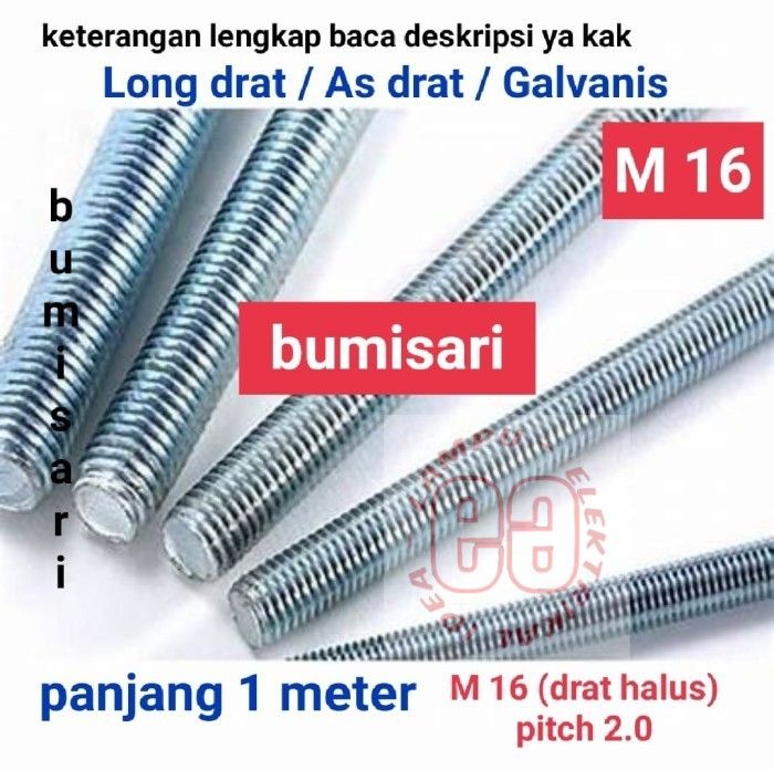 LONG DRAT 16 MM GALVANIS | AS DRAT M16 GALVANIS| LONG DRAT PUTIH MURAH ...