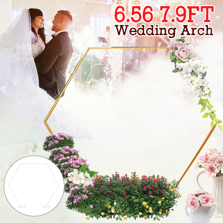 Hexagonal Metal Shelf Flower Rack Wedding Arch Frame Backdrop Stand ...