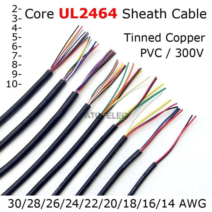 ☃ 1M UL2464 Sheath Cable 2/3/4/5/6/7/8/9/10 Cores Tinned Copper PVC Power Signal Lighting Wire ...