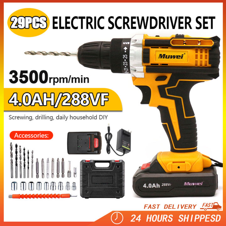 MUWEI Original 3500rpm Cordless Electric Drill with 1/2 Li-ion ...