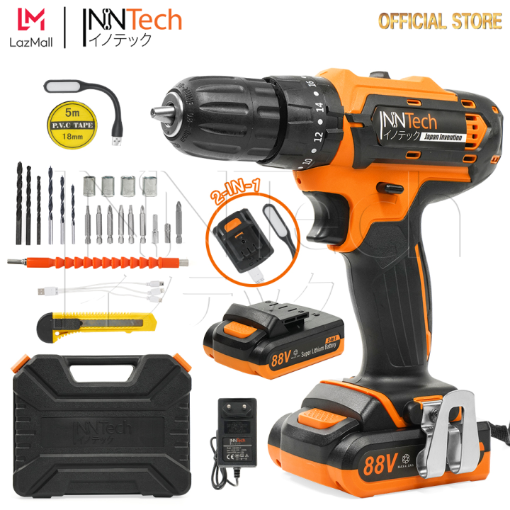 InnTech สว่านไร้สาย สว่านกระแทก สว่านแบต ไร้สาย 3 ระบบ 88V รุ่นใหม่ สว่าน 2 IN 1 พาวเวอร์แบงค์ ...