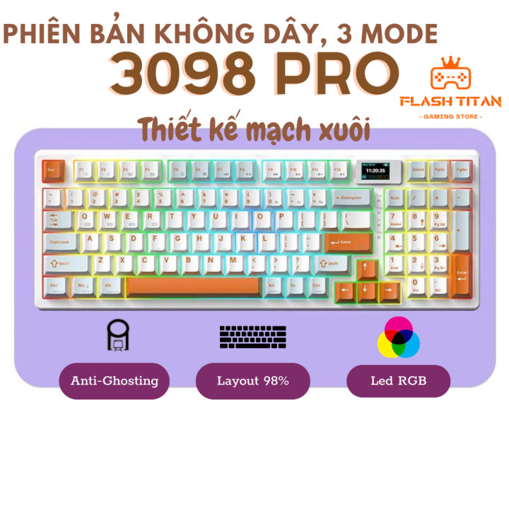 Bàn phím cơ MONKA 3098 - Hỗ trợ hotswap - thiết kế Mạch xuôi - Đã được lót Foam và pre-Lube ...