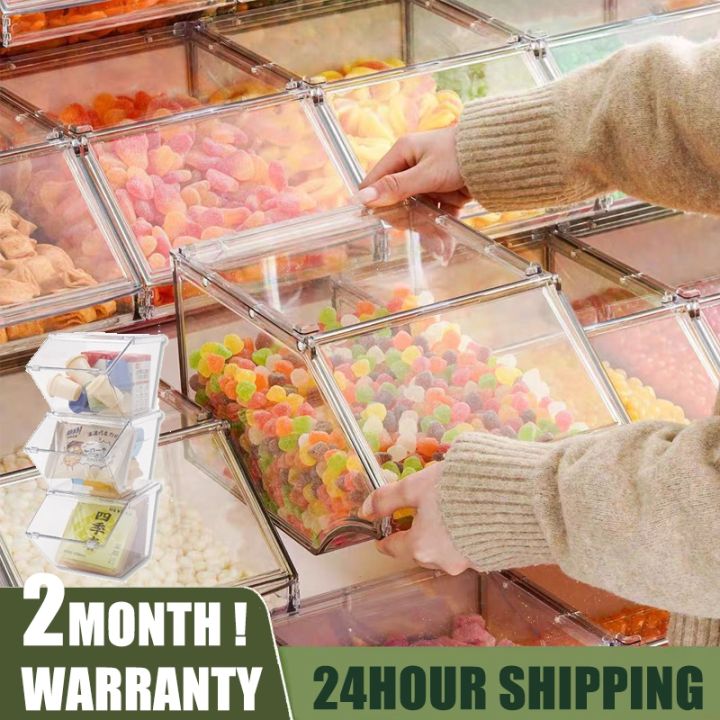 8 Desktop Bin Stackable Organizer acrylic display case Coffee Candy ...