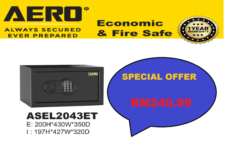 AERO Economic & Fire Safe Box ASEL2043ET~MALAYSIA SELLER /Office Safe ...