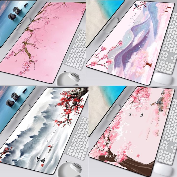 Gaming Mouse Pad Big XXL Lotus Pond Spring Printed Anime Mice Mats with ...