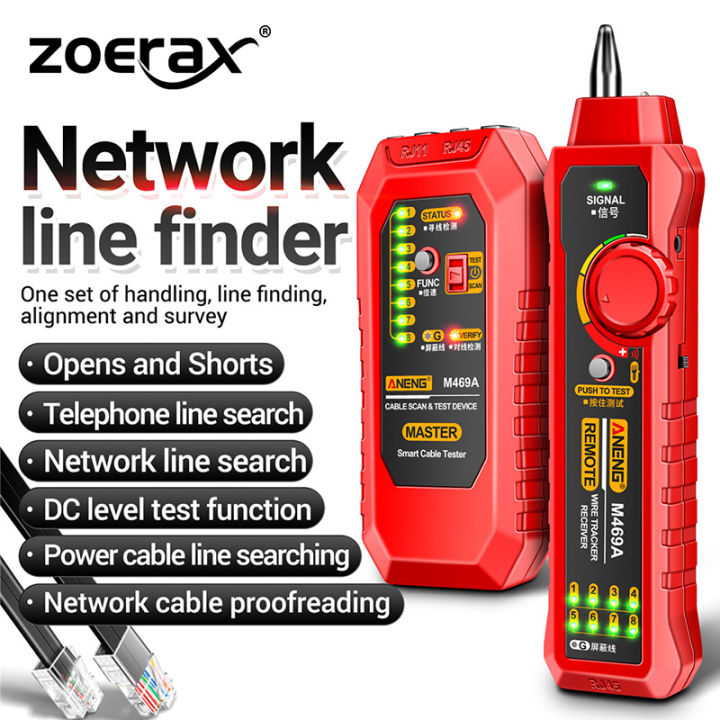 Zoerax Network Cable Tester Rj11 Rj45 Line Finder Wire Tracker Multifunction With Probe