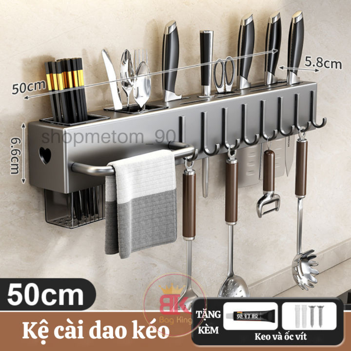 Kệ Cài Dao Kéo Cacbon Đựng Đũa Thìa Nhà Bếp Dán Tường Đa Năng Có 8 Móc ...