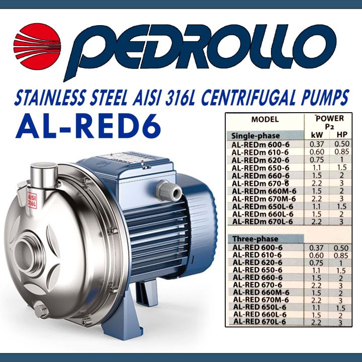 Pedrollo - AL-RED6 STAINLESS STEEL AISI 316L - CENTRIFUGAL PUMPS ...