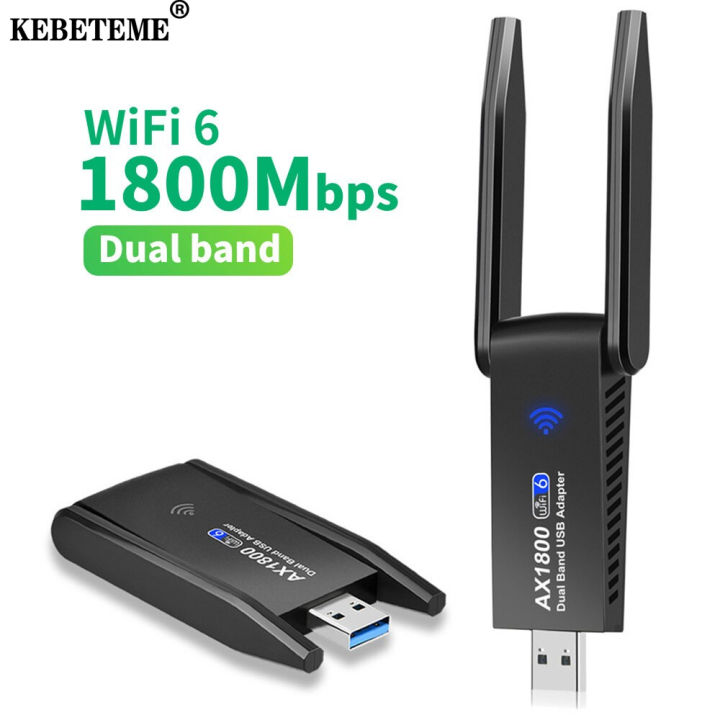 KEBETEME 1800Mbps WiFi 6 Receiver USB Adapter Dual Band 5GHz 2.4GHz for ...