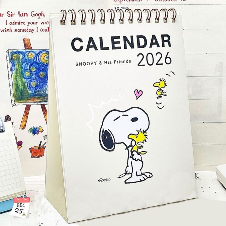 KENJE Coil Binding 2026 Snoopy Desk Calendar Flip Schedule One Month to ...