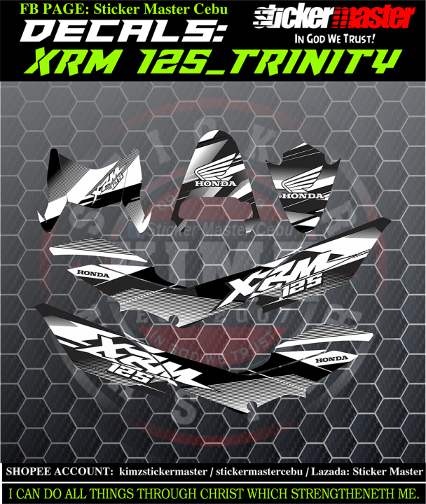 XRM 125 TRINITY DECALS V2-BLACK/WHITE | Lazada PH