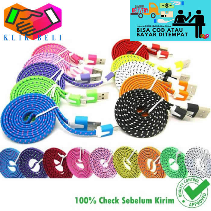 Klik-Beli 3 Meter Kabel Data Charger Model Tali Sepatu Micro USB ...