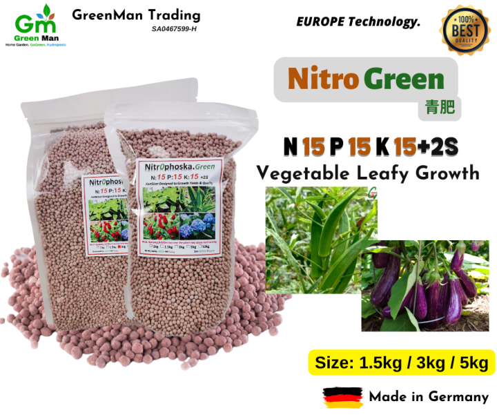 1.5/3kg Baja Sayur Nitrophoska Nitro.Green NPK 15.15.15+2S (Vegetable Growth Fertilizer ...