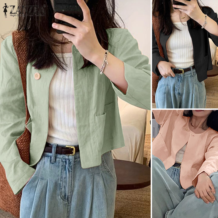 Esolo Zanzea Korean Style Women Long Sleeve Blazer Outerwear Cotton