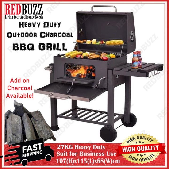 REDBUZZ Large Portable BBQ Grill Charcoal Grill Outdoor Stainless Steel ...
