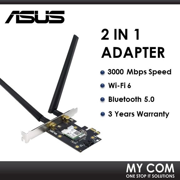 Asus PCE-AX3000 WIFI 6 with Bluetooth 5.0 Dual Band Adapter PCI-E ...