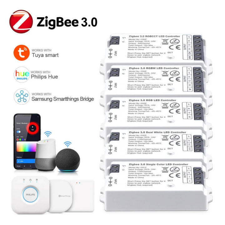 Zigbee 3.0 CCT RGB RGB Controller LED Strip สมาร์ทหรี่แสงได้ WIfi LED ...