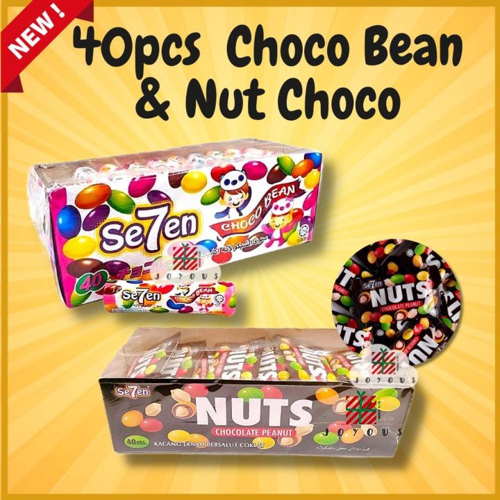 40pcs Se7en Choco Bean gula coklat candy /Nuts candy bersalut kacang ...