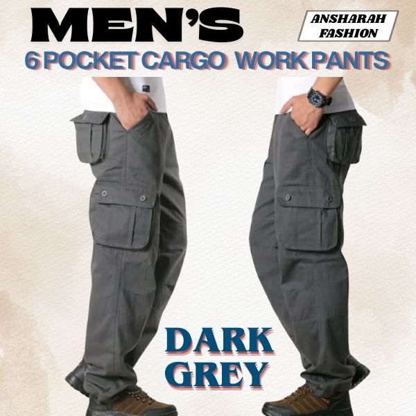 Men’s 6 Pocket Cargo Work Pants | Seluar Kargo Kerja Lelaki 6 Poket ...