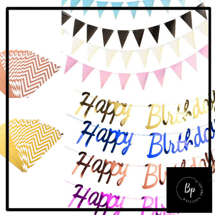 Happy Birthday Party Flags Letter Banner Shinning Party Hanging Deco ...
