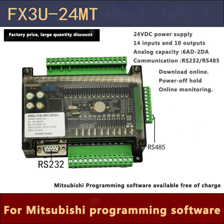 FX3U-24MT/24MR/14MT/14MR/30MT/30MR/32MT/32MR/48MT/48MR PLC industrial control board controller ...