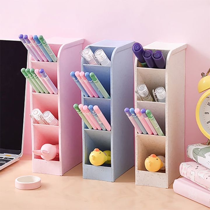 4 Grid Pen Pencil Holder Office Supply Stationery Organizer Shelf ...