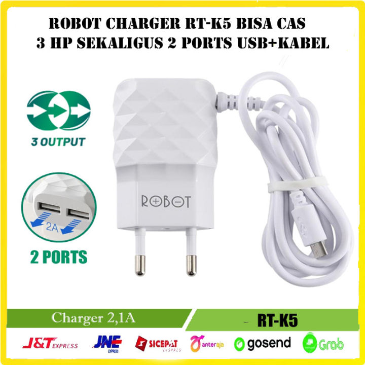 Robot Charger RT-K5 Bisa Cas 3 Hp Sekaligus 2 Ports USB + Free 1 Kabel ...