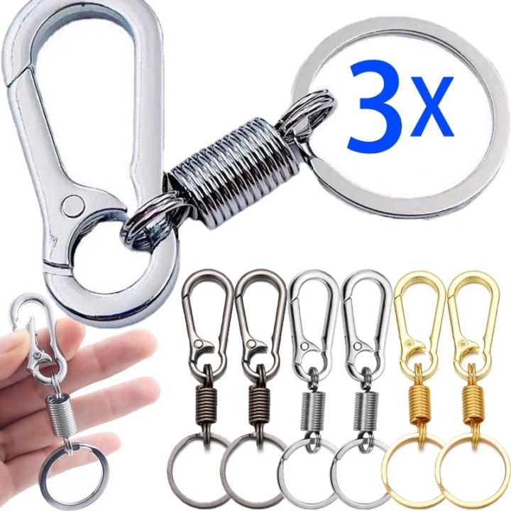 2/3pcs Metal Keychain Spring Key Chain Retractable Waist Belt Clip ...