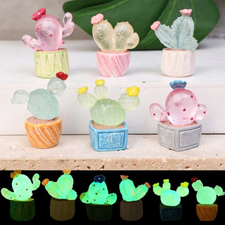 1/6Pcs Night Glowing Simulation Cactus Mini Plant Toy Creative Micro ...