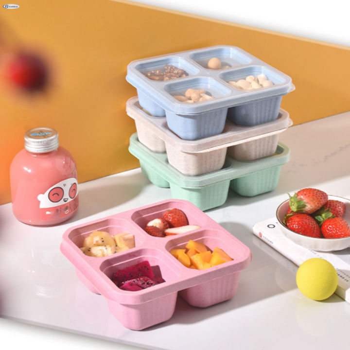 B-F 4-Compartment Meal Prep Containers Reusable Plastic Divided Food ...