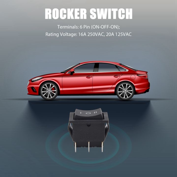 6-Terminals 3 Position ON/OFF/ON DPDT Boat Rocker Switch 16A 250VAC 20A ...