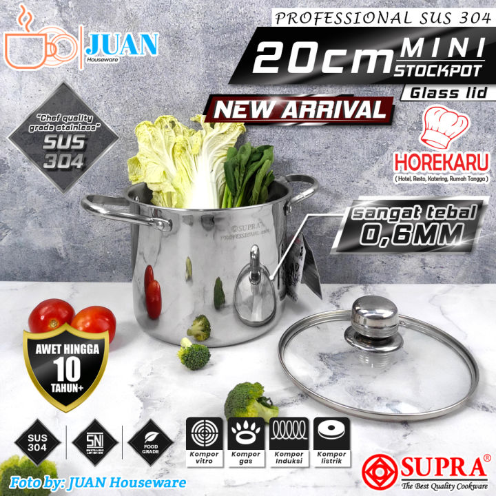 Supra Professional SUS 304 Mini Stockpot Stainless steel lid 20cm ...
