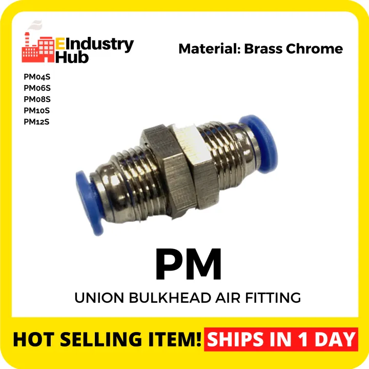 PM Pneumatic Union Bulkhead Air Fitting Male Bulkhead Connector Push In ...