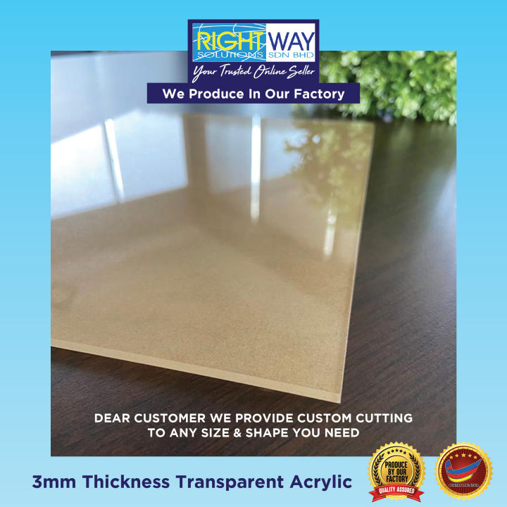 3mm THICKNESS DIY TRANSPARENT ACRYLIC SHEET (SIZE - 20cm x 45 cm) | Lazada