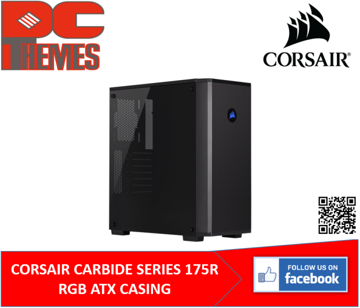 CORSAIR CARBIDE SERIES 175R RGB TEMPERED GLASS MID-TOWER ATX CASING ...
