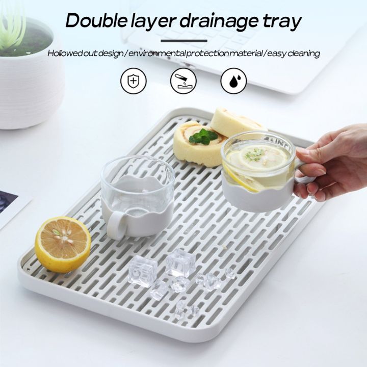 Simple and Modern Kitchen Drain Tray Double Tray Square Fruit Tray Tea ...