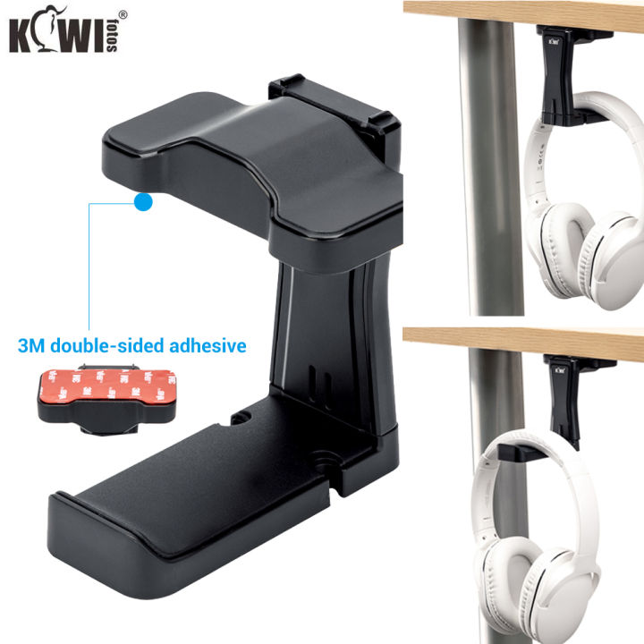 Kiwifotos Adjustable 3M Adhesive Mount Headphone Holder Hook Earphone Hanger, Desk Headset ...