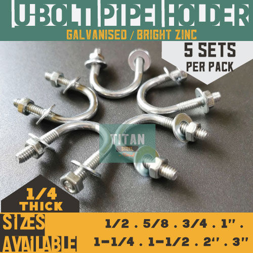 Titan Steel - 5 sets - 1/4 thick U-Bolt Pipe / U Bolt / UBolt Pipe ...